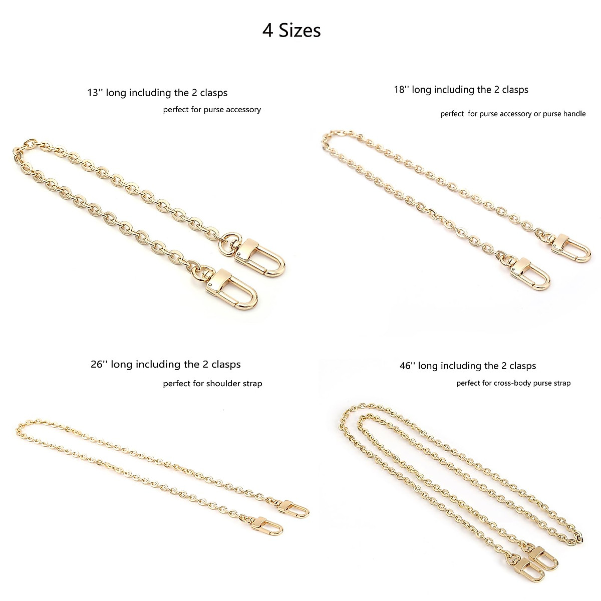 Mini Copper Purse Chain Shoulder Crossbody Strap Bag Accessories Charm Decoration (Gold, 18'')