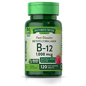 B12 Vitamin Sublingual Tablets | 1000 mcg | 120 Count | Vegetarian, Non-GMO & Gluten Free | Nature's Truth