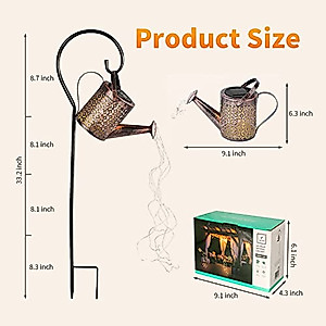 BQOQB Watering can with Garden Decor Lights-Retro Waterproof Copper Solar Twinkle Lights for Outdoor,Pathway,Yard,Deck,Lawn,Patio,Walkway Party Decorations, Gifts for Mom
