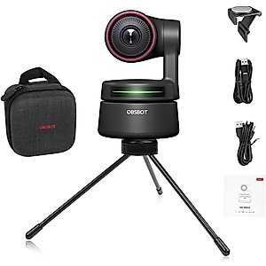 OBSBOT Tiny 4K PTZ Webcam, AI-Powered AI-Tracking Auto-Framing Gesture Control HDR 4K Webcam with Dual Omni-Directional Mic 4X Zoom in/Out for Video Meeting Remote Class Live Streaming