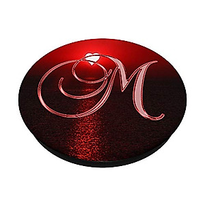 M Red Heart Beach Ocean Lake Sun Sea Monogram Initial Letter PopSockets PopGrip: Swappable Grip for Phones & Tablets