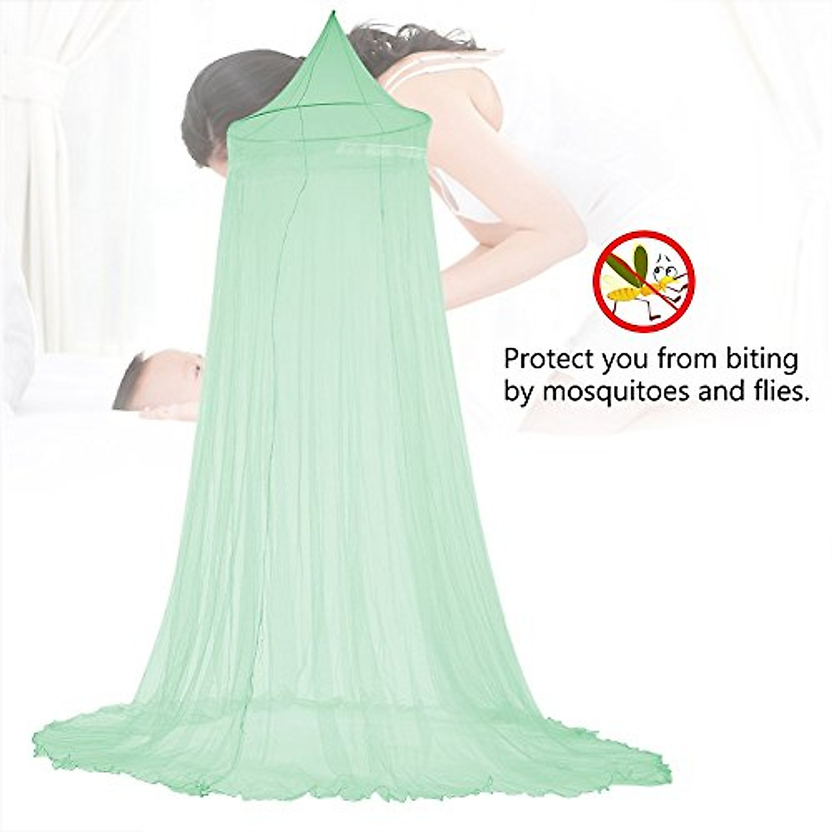 Bed Mosquito Net, Dome Elegant Lace Ceiling Princess Bed Mosquito Netting Girls Room Bedding Hanging Mosquito Net