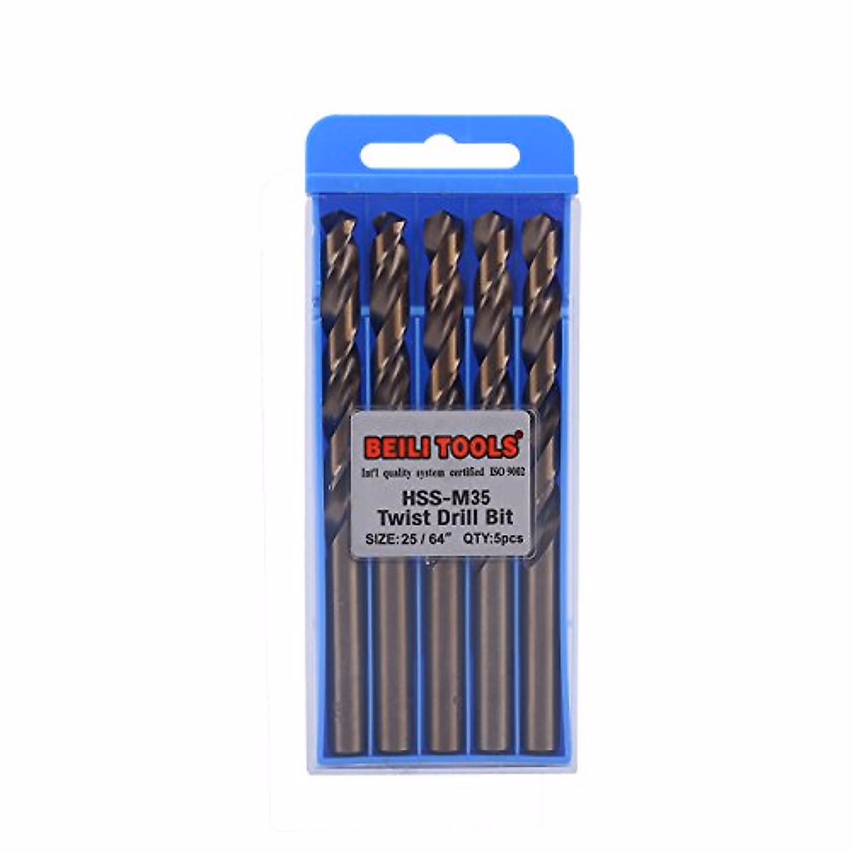 HSS M35 Cobalt Twist Drill Bits, Pack of 5 (10mm, 25/64")