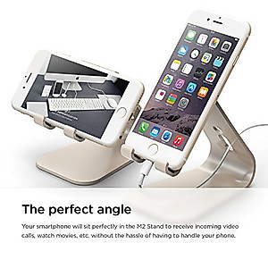 elago® M2 Stand [Champagne Gold] - [Premium Aluminum][Angled for Video Calls][Cable Management] - for all iPhones, Galaxy, and other Smartphones