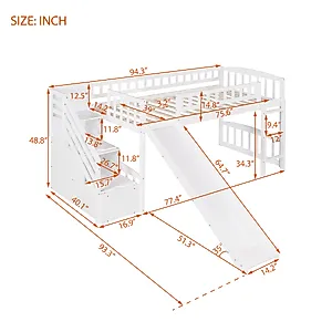 Merax Wooden Twin Size Loft Bed Bedframe with Two Drawers,Convertible Slide and Ladder for Boys and Girls