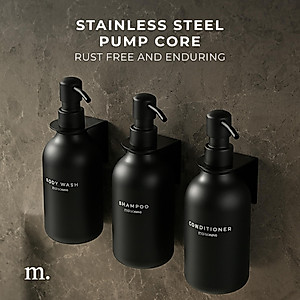 MaisoNovo Shampoo and Conditioner Dispenser - 3 Plastic Amber 3 Wall Mount Black - 3 Plastic Black 3 Wall Mount Black