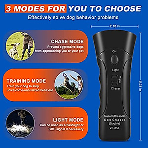 Anti Barking Device, 3 Mode Dual Sensor Upgraded Bark Control Device, 33Ft Range Ultrasonic Dog Bark Deterrent Pet Behavior Training