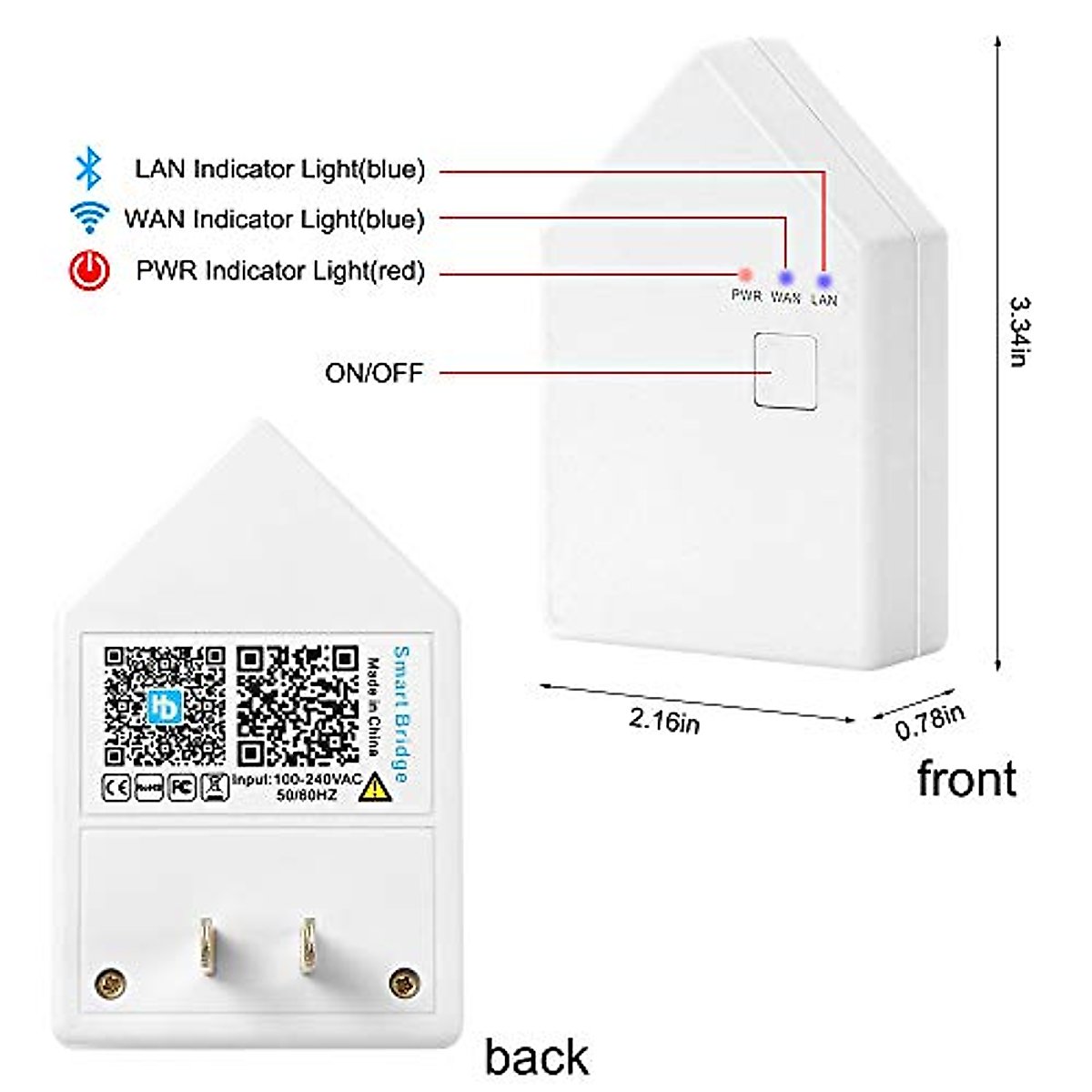 Bluetooth Mesh Smart Bridge Smart Hub Connect to Wi-Fi, Only Work for HaoDeng Bluetooth Mesh Smart Devices, Enables Remote Access to the Bluetooth Smart Lighting, Compatible with Alexa, Google Home