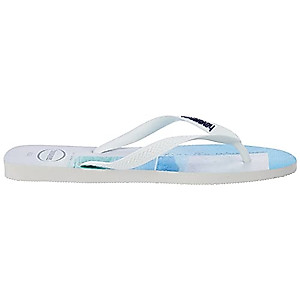 Havaianas Men's Hype Flip Flop Sandal, White/White/Navy Blue, 13