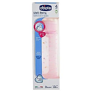 Chicco Baby Bottle Wellbeing Colored Polypropylene and Silicon Model 330ml + 4Mesi