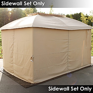 Sunnydaze 125 x 77 Inch Polyester 4-Piece Gazebo Sidewall Set - Gazebo Curtains Only - Provides Shade and Privacy - Tan
