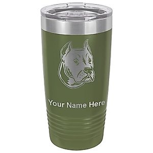 LaserGram 20oz Vacuum Insulated Tumbler Mug, Dogo Argentino, Personalized Engraving Included (Camo Green)