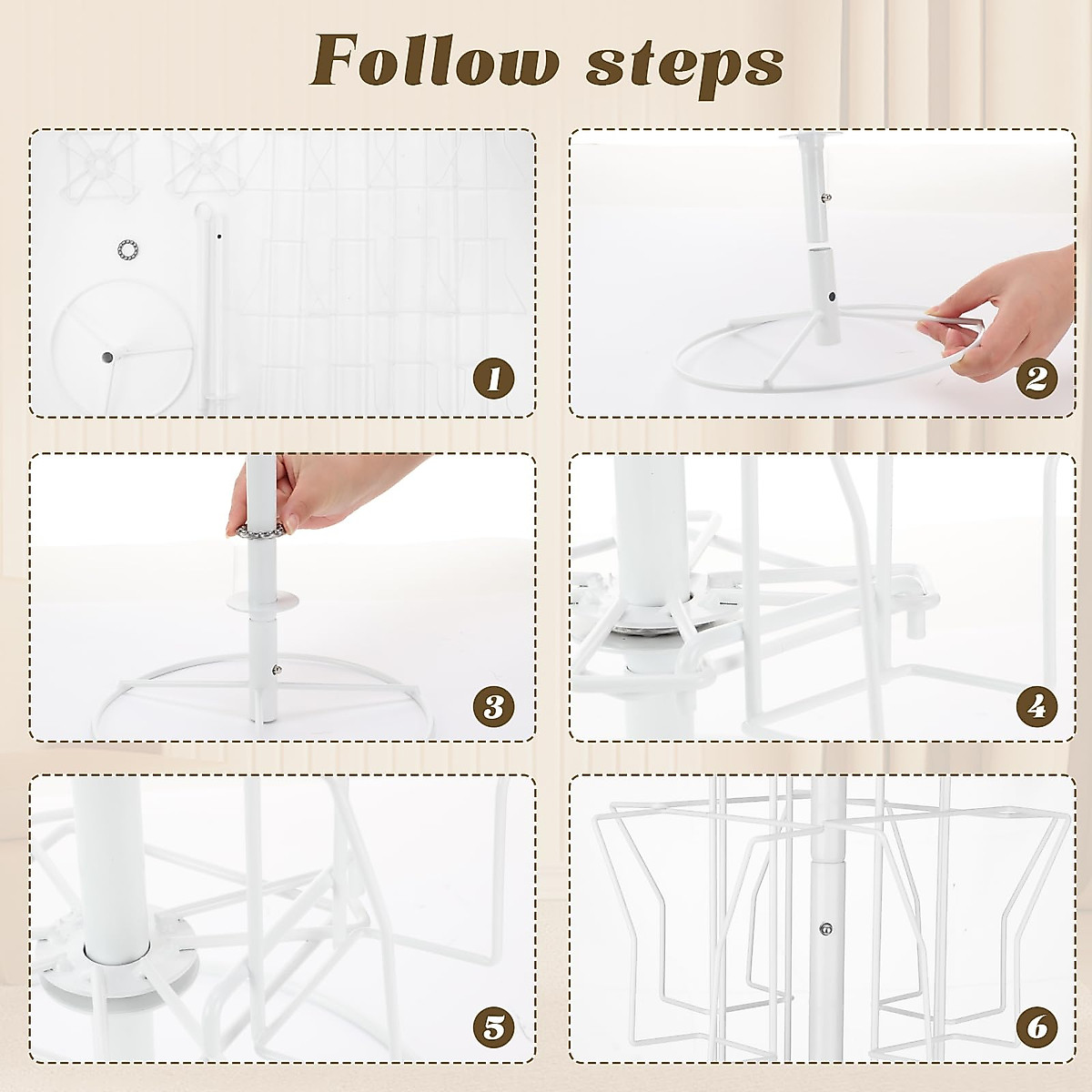 Gisafai 2 Pcs Rotating Countertop Greeting Card Rack White 25'' H x 12'' D 24 Pockets Total Business Metal Wire Rotating Book Rack with Sign Clip for Thrift Retail Grocery Convenience Stores, 3 Tiers