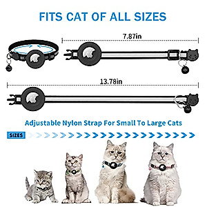 vyaji 4PCS Airtag Cat Collar - Cat Airtag Collar with Silicone Airtag Holder and Bell - Adjustable Double Layer Nylon Breakaway Cat Collars - 0.2in Reflective Strip