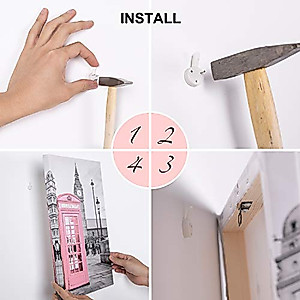 Wuxianghong Eiffel Tower Wall Decor Girls Pink Theme Room, Paris Wall Art Princess Girl Flowers Bedroom Decor,Canvas Art Framed Posters Paintings