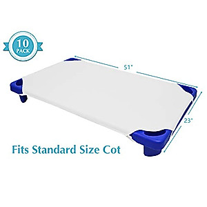 American Baby Company 10-Piece Cotton-Polyester Blend, Standard Daycare/Pre-School Cot Sheets, White, 23" x 51", for Boys and Girls, 10 Count