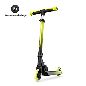 Jetson Scooters - Juno Kick Scooter (Electric Yellow) - Collapsible Portable Kids Push Scooter - Lightweight Folding Design with High Visibility RGB Light Up LEDs on Stem and Wheels