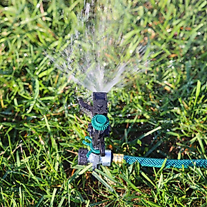 Melnor 65176AMZ Pulsating Sprnk w/Spike Sprinkler Bundle, Green, Black