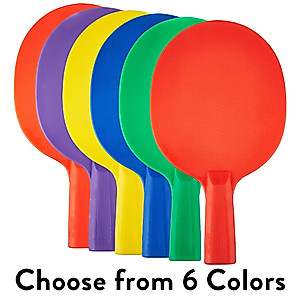 Plastic Table Tennis Paddles - Pong Racket - Indoor Sport Equipment & Accessories for Kids, Family, & Home Game Room - Available in Red, Green, Blue, Yellow, Purple, and Orange (Blue)