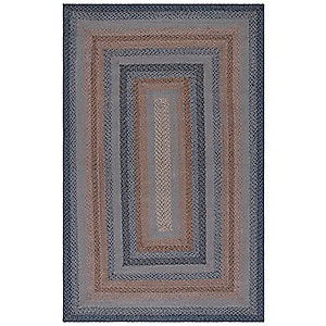 Safavieh Braided Collection Accent Rug - 4' x 6', Grey & Brown, Handmade Country Cottage Jute Reversible, Ideal for High Traffic Areas in Entryway, Living Room, Bedroom (BRD652F)