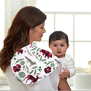 LNGLAT 3-Pack Baby Burp Cloth for Boys Girls, 100% Organic Cotton, Triple Layer, Thick, Soft and Absorbent,Christmas Burping Rags for Newborns Baby Shower Set