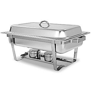 MAREEYA SHOP 2 Packs Chafing Dish 9 Quart Stainless Steel Rectangular Chafer Full Size Buffet