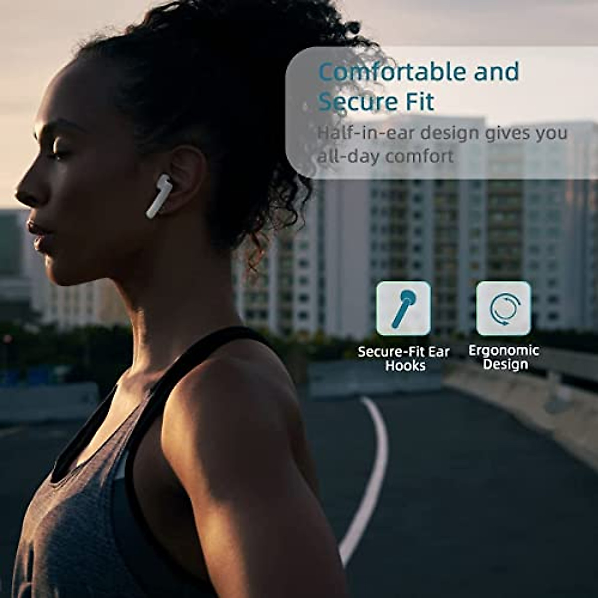 Coolwin Wireless Earbuds, Bluetooth 5.0 Headphones Noise Cancellation Headsets, Pop-ups Auto Pairing in-Ear Hi-Fi Air Stereo Sound Mic IPX7 Waterproof Headset for iPhone/Samsung/iOS/Android, White