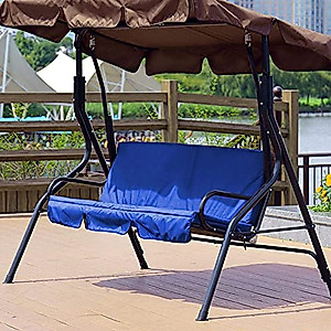 Niiyen Swing Cushion Cover, 3‑Seat Outdoor Patio Swing Chair Waterproof Cushion Replacement, Fit for Patio Garden Yard Porch 150 x50 x10cm/59.1 x19.7 x 3.9Inch(Dark Blue)