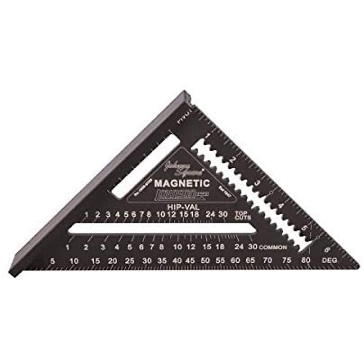Johnson Level & Tool 1959-0700 Magnetic Johnny Square Professional Easy-Read Aluminum Rafter Square, 7", Black, 1 Square