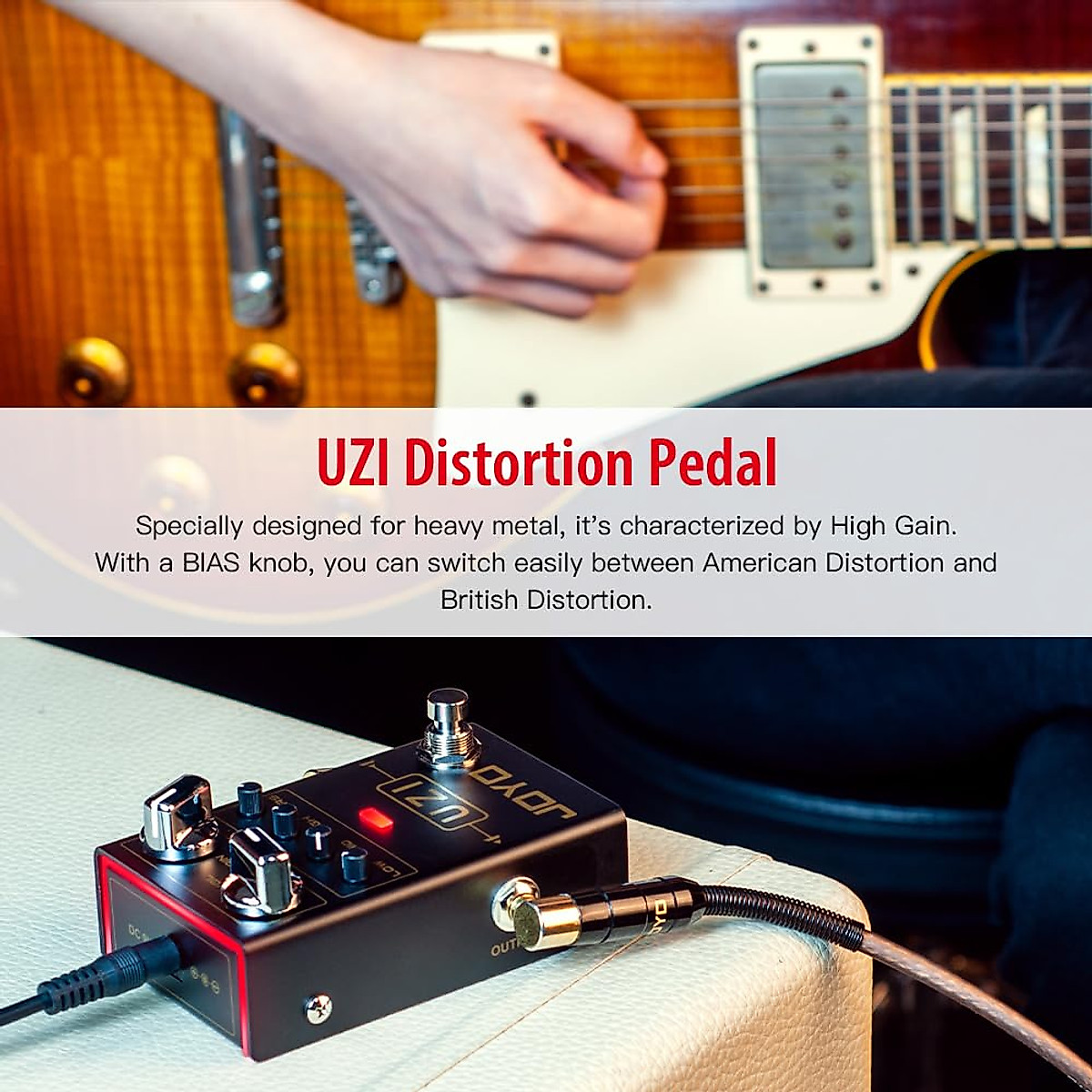 JOYO Distortion Pedal R Series Heavy Metal Dist Between American and British for Electric Guitar Effect (UZI R-03)