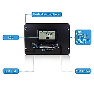 AIMS Power Flush Mount 30 Amp Solar Charge Controller 12/24V PWM
