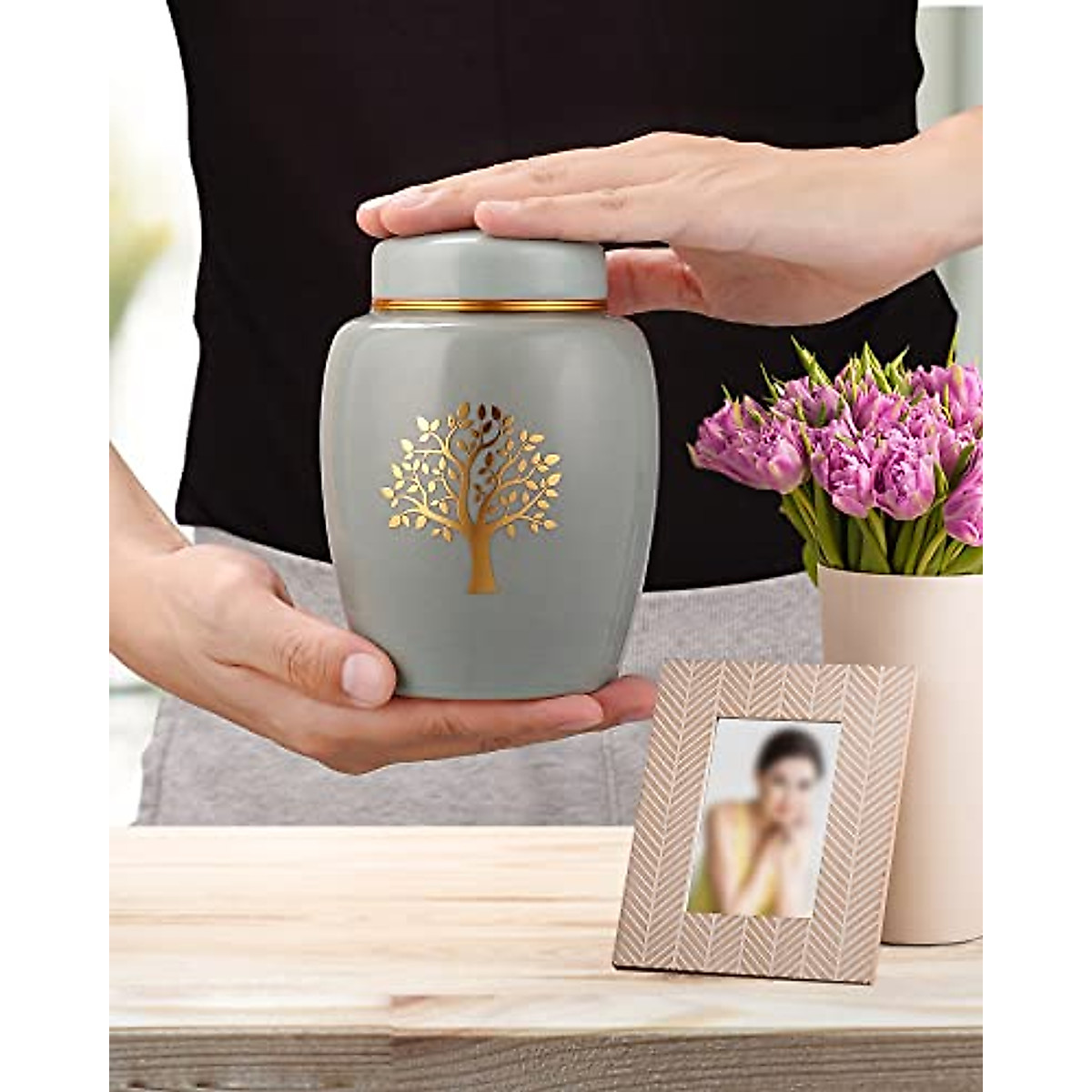 Medium Urns for Human Ashes,Beautiful Ceramic Tree of Life Cremation Urn,Keepsake Urns for Human Ashes,for Sharing Adult or Baby Urns for Ashes,Pet Urn.