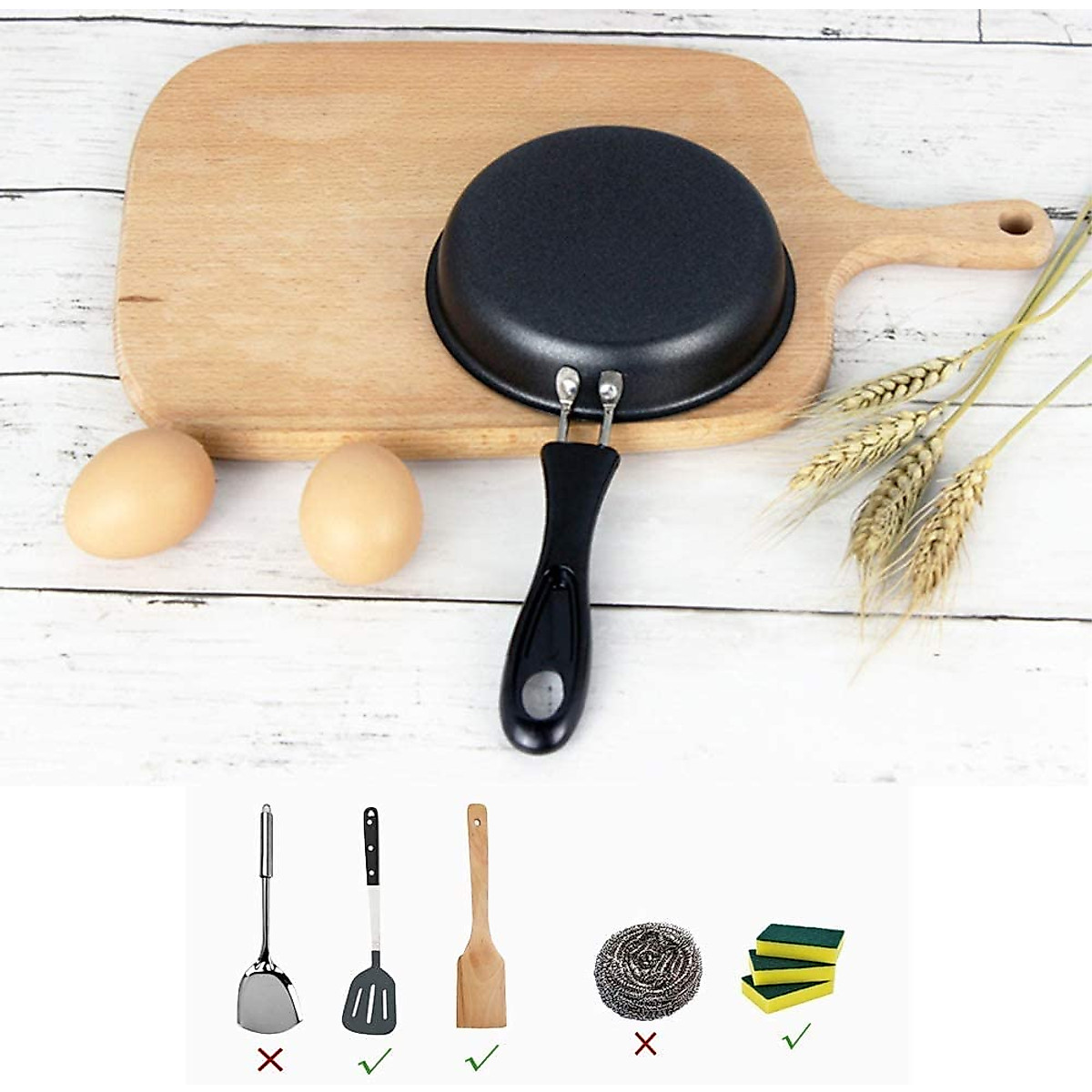 Demoyaya One Egg Frying Pan, Mini Induction Frying Eggs Pan, 4.7" Single Egg Durable Small Pan with Handle Heat Resistant Non Stick Pot, Portable Pan for Stove Gas Induction Hob