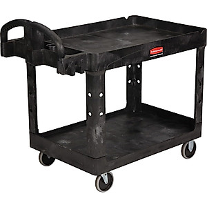 Rubbermaid Commercial 452088BK Heavy-Duty Utility Cart Two-Shelf 25-1/4w x 44d x 39h Black