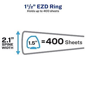 Avery Heavy-Duty View 3 Ring Binder, 1.5 Inch EZD Rings, Great for Portfolio Binders, Office Binders, School Notebook Binders, and More, 1 Red Binder (79171)