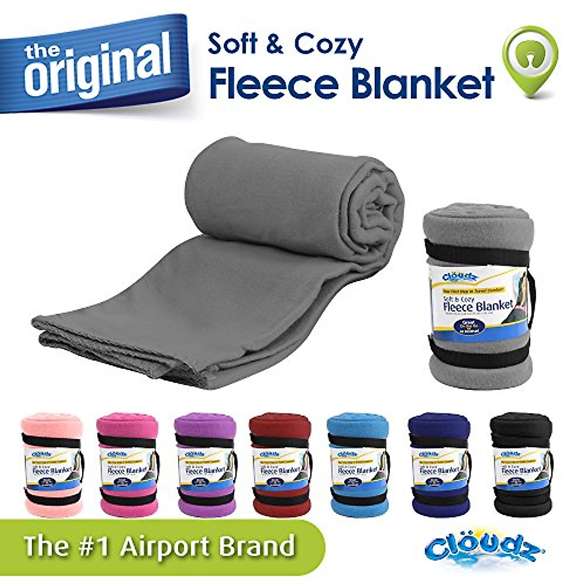 Cloudz Fleece Travel Blanket - Grey