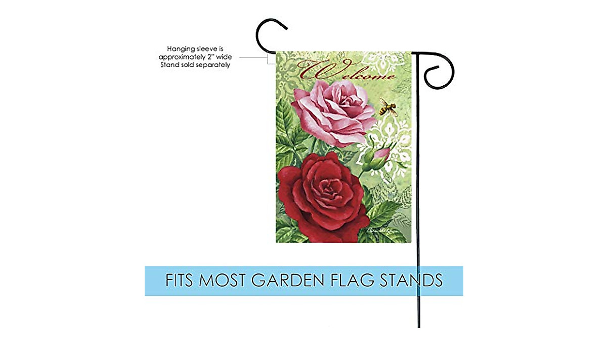 Toland Rose Welcome Garden Flag - Durable Outdoor Decor