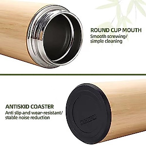 Eco Friendly Stainless Steel Thermos Insulated Drinking Bamboo Water Bottle Coffee Tumbler 17 oz