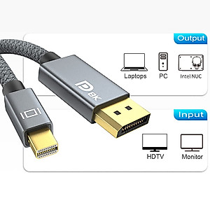 QCEs 8K Mini DisplayPort to Displayport 1.4 Cable 6.6Ft, Thunderbolt to DP Cable 8K@60Hz 4K@144Hz Thunderbolt 2(Video Output) Compatible with MacBook, iMac, Mac Mini to DP Monitor