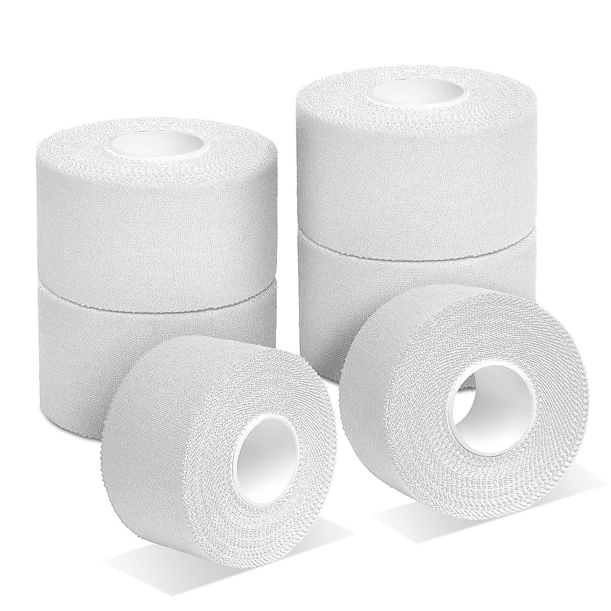 White Athletic Sports Tape 45ft-Very Strong Easy Tear NO Sticky Residue for Athlete & Medical Trainers & First Aid Injury Wrap,Perfect for Fingers Ankles Wrist on Bat, Hockey Stick (6 Rolls)