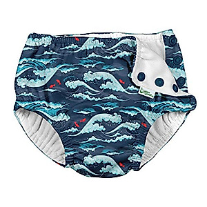 i Play Boys Reusable Absorbent Baby Swim Diapers Navy Tidal Waves 3T