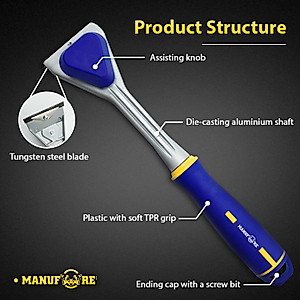 MANUFORE Paint Scraper with 2.5 Inch Double-edged Tungsten Steel Carbide Scraper for removing paint, glue, grout