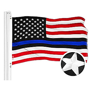 G128 Blue Lives Matter Flag | 3x5 Ft | ToughWeave Series Embroidered 210D Polyester | Duty and Honor Flag, Embroidered Design, Indoor/Outdoor, Vibrant Colors, Brass Grommets