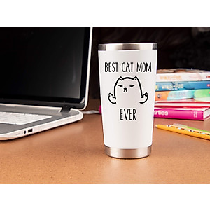 KLUBI Cat Mom Gifts for Women - Travel Mugs/Tumbler - 20oz Mug for Coffee/Tea-Funny Gifts for Cat Themed Things, Lovers, Crazy Cat Lady Gift