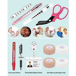 MEUUT 15 pcs Stethoscope Case Kit, Perfect Nurse Gift Include Stethoscope Case, Medical Scissors, Penlights with Batteries, Bandage Wraps, Badge Holders for Nurse Accessories for Work