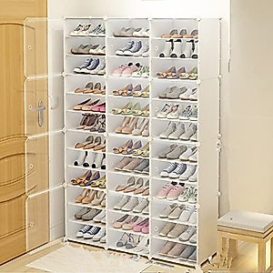 72 Pairs Shoes Organizer Cabinet Shoe Container Storage Box Shoe Rack Box Stackable Sneaker Display Box, 12 Tier Shoe Box Plastic Stackable Shoe Storage Bins Space Saving Sneaker Storage Box
