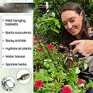 Stainless Steel Plant Mister Sprayer - metal plant mister spray bottle for succulents bonsai, air plants, indoor outdoor Silver spritzer pump for spraying moss orchid flowers herb gardens, terrariums