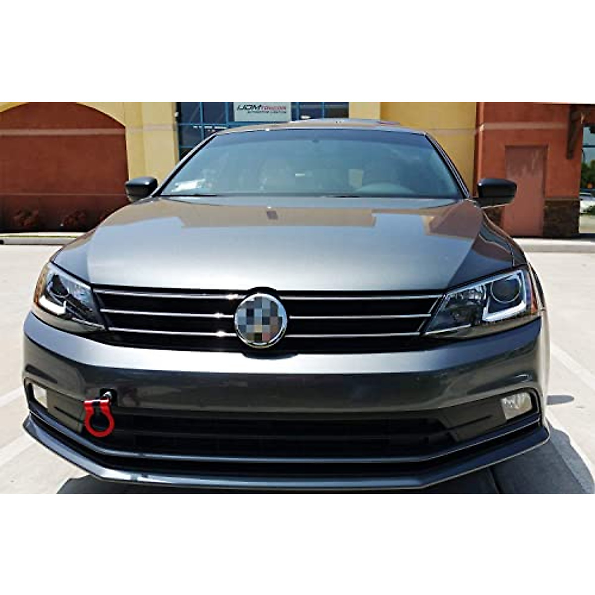 iJDMTOY Red Track Racing Style Tow Hook Ring Compatible with Volkswagen: 2011-2018 6th Gen Jetta (MK6), Made of Lightweight Aluminum