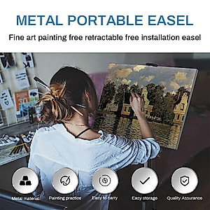 Artist Easel Stand, RRFTOK Aluminum Metal Adjustable Easel for Painting Canvases Height from 17 to 66 Inch,Carry Bag for Table-Top/Floor Drawing and Didplaying