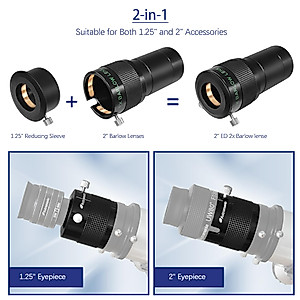 Astromania 2" ED 2X Dual Power Telescope Barlow Lens for Telescopes